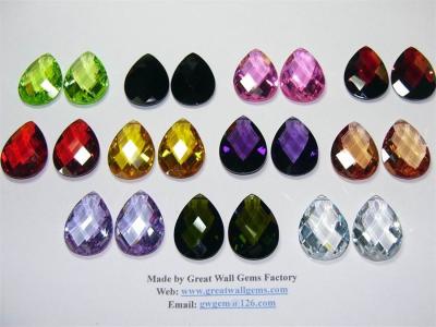 China 22x30mm & 20x30mm cubic zirconia (CZ) pear pendant (faceted cut), with a hole on the top (side to side or face to face) for sale