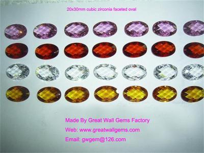 China 20x30mm cubic zirconia (CZ) oval pendant (faceted cut), with a hole on the end (face to face) for sale