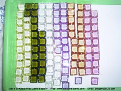 China 18x18mm cubic zirconia (CZ) square (flat tables), with a hole on the end (face to face) for sale