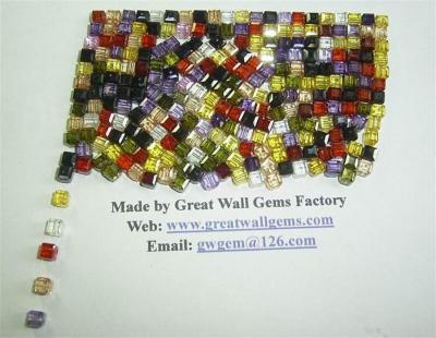 China 4mm & 8mm cubic zirconia (CZ) cube, with a hole side to side for sale