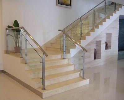 China Tempered glass railing with square post for interior staircase glass railing design for sale