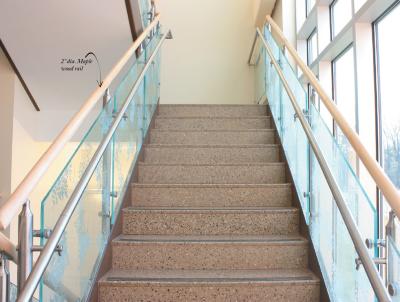 China Wooden top handrail stainless steel baluster for glass railing 36'' or 42'' for sale