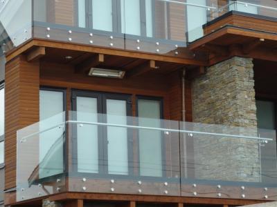 China Indoor modern design stainless steel standoff / patch fitting glass railing for sale