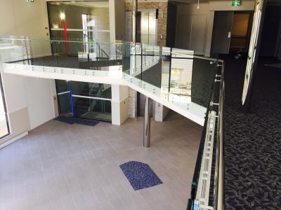 China Modern design glass railing with stainless steel standoff  for veranda for sale