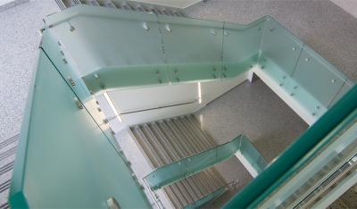 China Glass railing with stainless steel standoff / patch fitting for staircase for sale