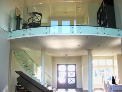China Tempered tinted glass railing with stainless steel standoff / patch fitting railing for sale