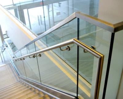 China Aluminum u base channel glass railing with stainless steel top handrail for sale