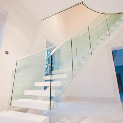 China White staircase straight staircase with wooden tread for new house design for sale