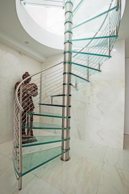 China Inside spiral staircase with stainless steel railing design for sale