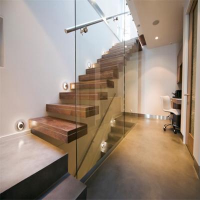 China Interior wooden floating staircase for new house design for sale