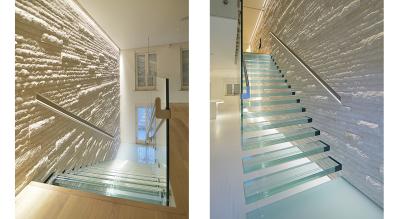 China Interior glass tread  floating staircase for Australia design for sale