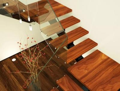 China Stainless Steel Solid Wood Straight Staircase Indoor for sale