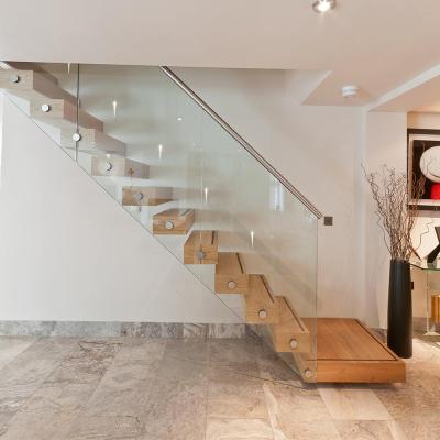 China Wooden stair Glass Staircase / Build Floating Stair for sale