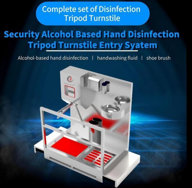 ZT-701 Tripod Turnstile with Hand-Sanitizer Dispenser - Front View