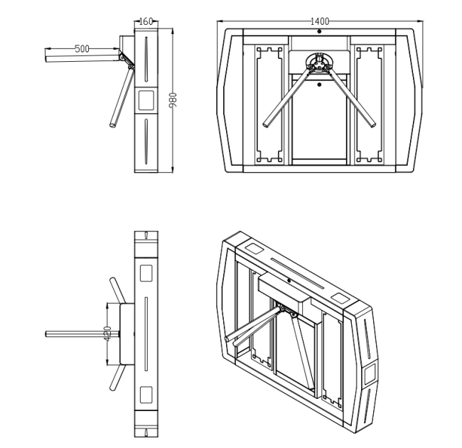 Zento Tripod Turnstile Gate operational view