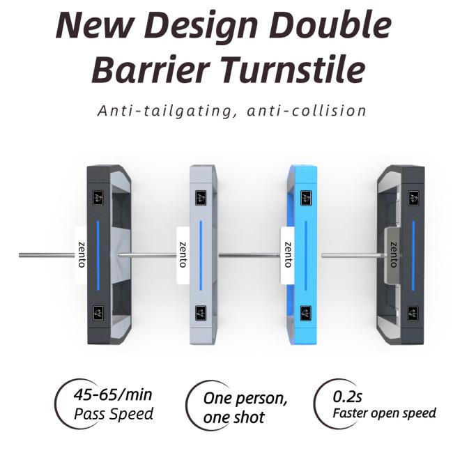 Double arm turnstile gate in operation