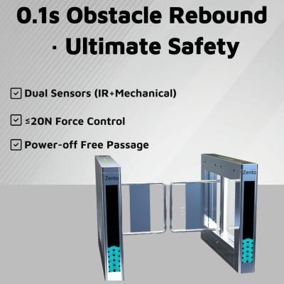 China Zento Space-Saving Swing Gate Turnstile with 0.8s Fast Passage 99.9% Accurate Recognition and 360° Safety Protection for sale