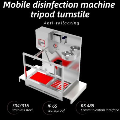 China Stainless Steel Tripod Turnstile with Hand Sanitizer Dispenser for sale