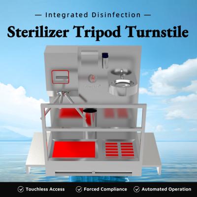 China Stainless Steel Tripod Turnstile with Hand Sanitizer Dispenser for sale