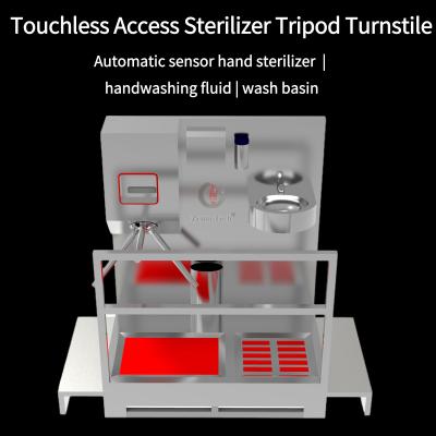 China Stainless Steel Tripod Turnstile with Hand Sanitizer Dispenser for sale