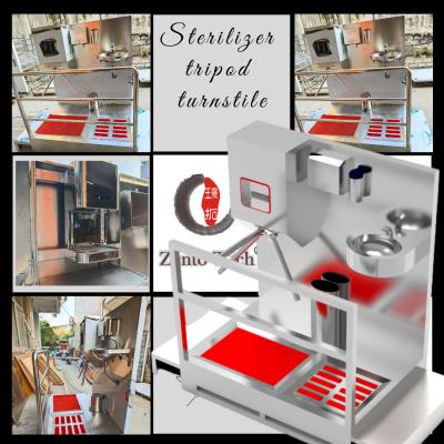 China Stainless Steel Tripod Turnstile with Hand Sanitizer Dispenser for sale