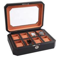 China Custom Handmade Pu Leather Luxury Brand 8 Slots Key Lock Watch Box Organizer Case for sale