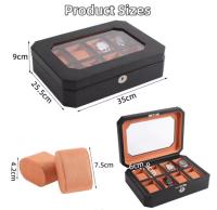 China Custom Handmade Pu Leather Luxury Brand 8 Slots Key Lock Watch Box Organizer Case for sale