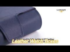 handmade luxury logo travel watch box leather velvet lining 6 slots watch case
