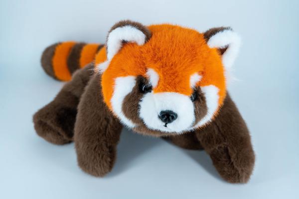 Quality 30cm Simulation Stuffed Toys Prone Posture Red Panda Plush Doll Suspension Design for sale