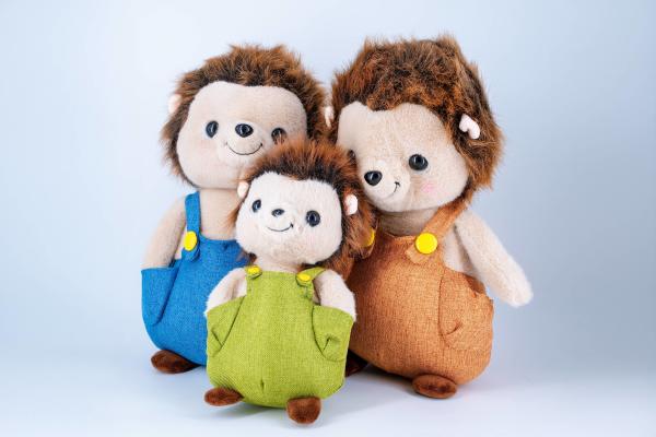 Quality Family Of Three Soft Toy Hedgehog Stuffed Animal Customized Colour Embroidery for sale