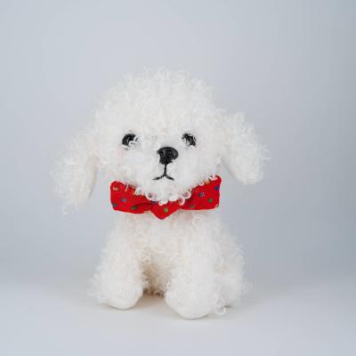 China Realistic White Toy Poodle Stuffed Animal Handcrafted Lifelike Standing Dog Plush for sale