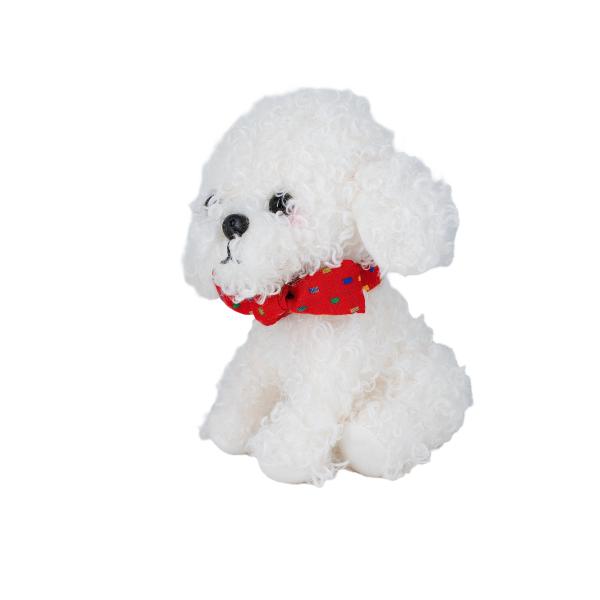 Quality 23cm Super Kawaii Simulation Stuffed Toys Adorable Plush Teddy Bear Dog With Bow for sale