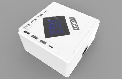 China 5V 8A 6 USB 5V 2A 2 TYPE-C Port 40W multiple usb charger adapator adapter with lcd display for sale
