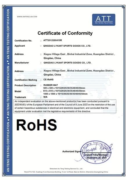 CE-RoHS - Qingdao Lykant Sports Goods Co., Ltd.