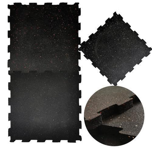 Rubber floor tiles installation example