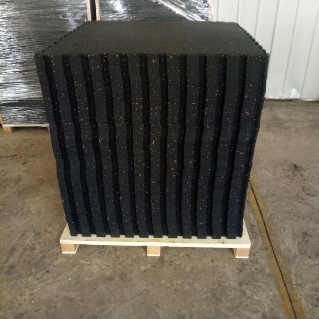 Close-up of interlocking rubber floor connection system