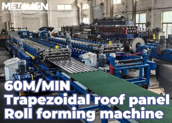Quality Full Automatic Trapezoidal Roll Forming Machine 60m/Min Flying Hydraulic Cut for sale