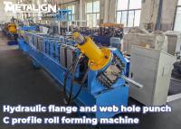 Quality Galvanized Steel C Profile Roll Forming Machine Hydraulic Flange And Web Hole for sale