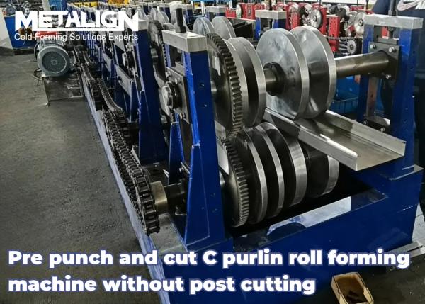 Quality Pre Punch And Cut C Purlin Roll Forming Machine 3Ton Without Post Cutting for sale