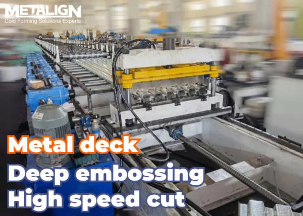 Quality High Precision Floor Deck Roll Forming Machine With Embossing And Gearbox Drive for sale