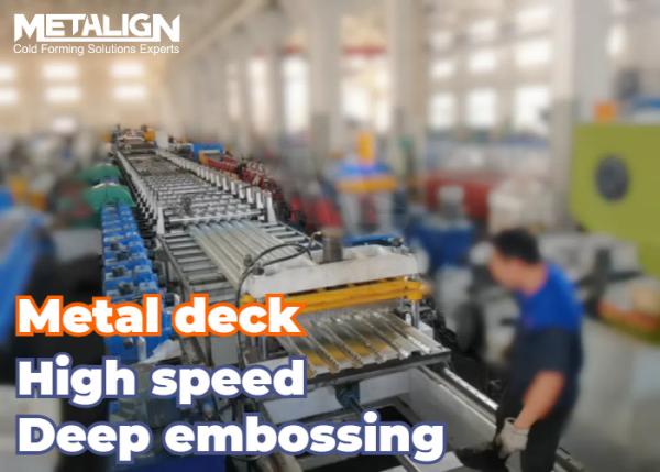 Quality Embossed Concrete Bonding Metal Deck Floor Roll Forming Machine With Electric Sync Table for sale