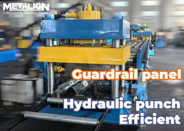 Quality Heavy Duty W Beam Roll Forming Machine With Tracking Hydraulic Cutter And Gearbox Drive for sale