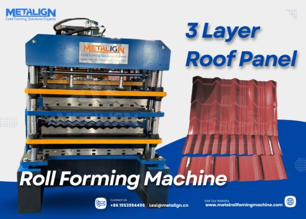 Quality Three Profile Metal Roofing Roll Forming Line With Hydraulic Cutter for sale
