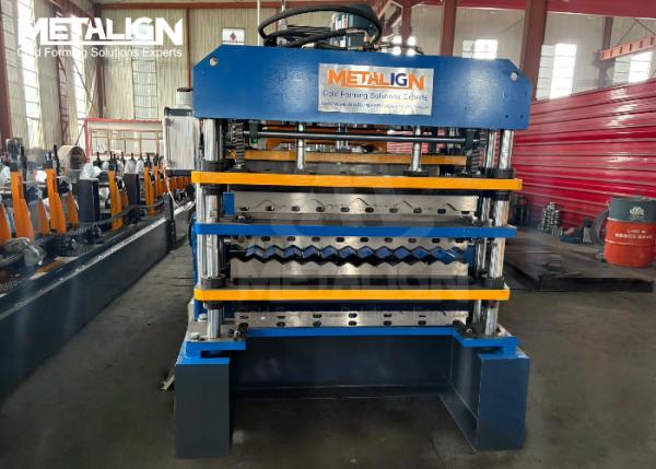 Quality Three Profile Metal Roofing Roll Forming Line With Hydraulic Cutter for sale