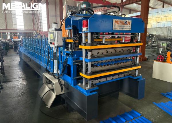 Quality Three Profile Metal Roofing Roll Forming Line With Hydraulic Cutter for sale