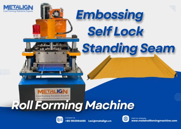Quality Self Lock Embossed Roofing Panel Roll Forming Machine With Chain Drive Safety Cover for sale
