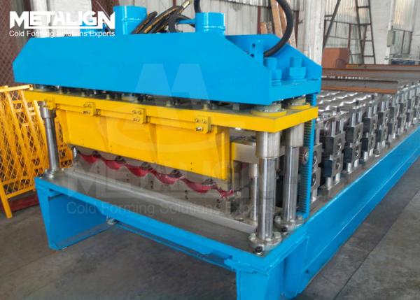 Quality Sea Wave Roof Tile Roll Forming Machine With Guide Pillar And Hydraulic Punching for sale