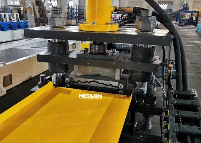 China Continuous Roll Forming Machine With Protective Chain Cover And Hydraulic Flying Shear For Fence Post Profiles for sale