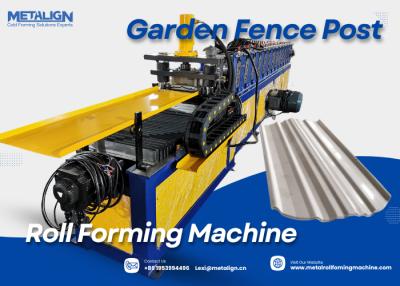 China Continuous Roll Forming Machine With Protective Chain Cover And Hydraulic Flying Shear For Fence Post Profiles for sale