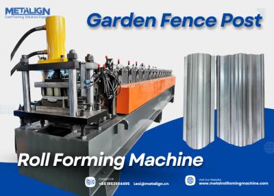 China Hydraulic Cutter Equipped Roll Former For Custom Curved Edge Garden Fence Post Production Line for sale